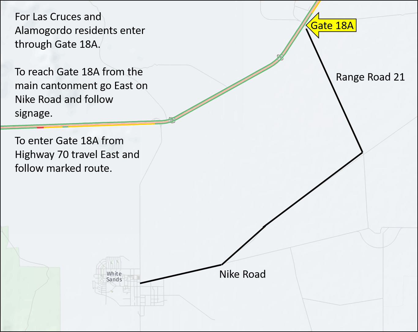 New Highway 70 Entry/Egress to WSMR Main Cantonment